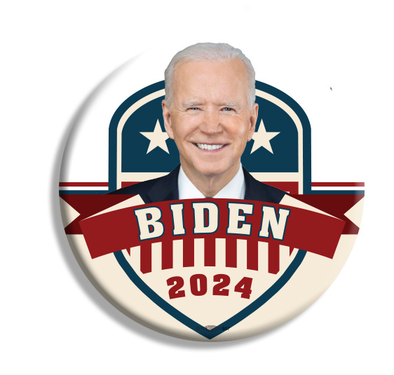 Biden 2024 Banner 3" Button - #BT62676 - DemocraticStuff.com