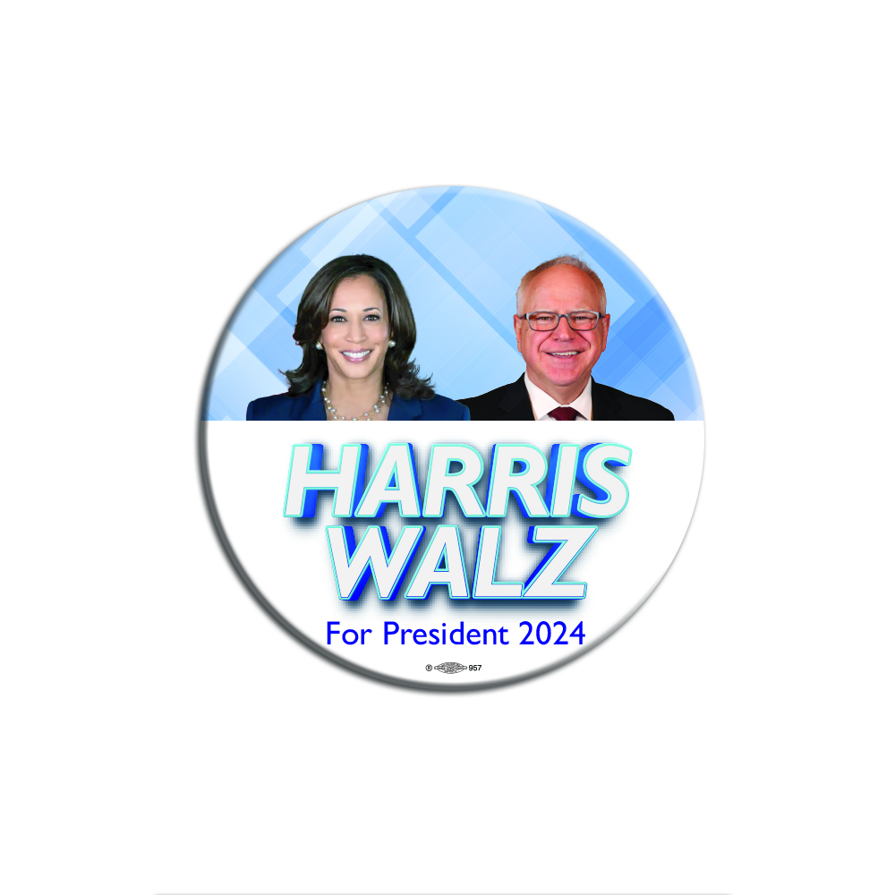 Harris and Walz 3 Inch Photo Button - #62776_BT_Harris Walz Blue Box ...
